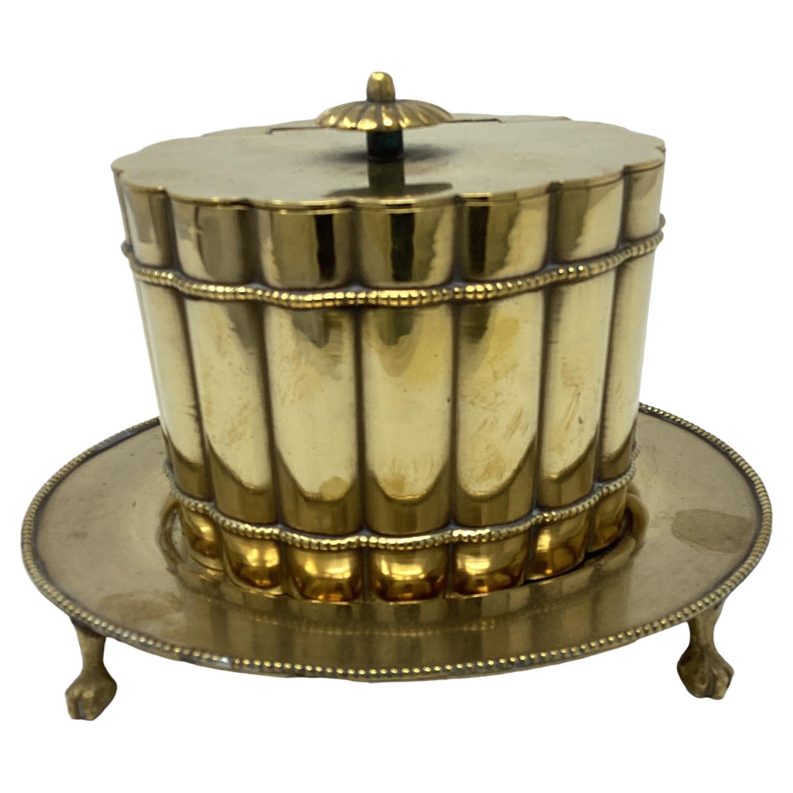 Regency Style Vintage Ribbed Brass Box For Sale at 1stDibs