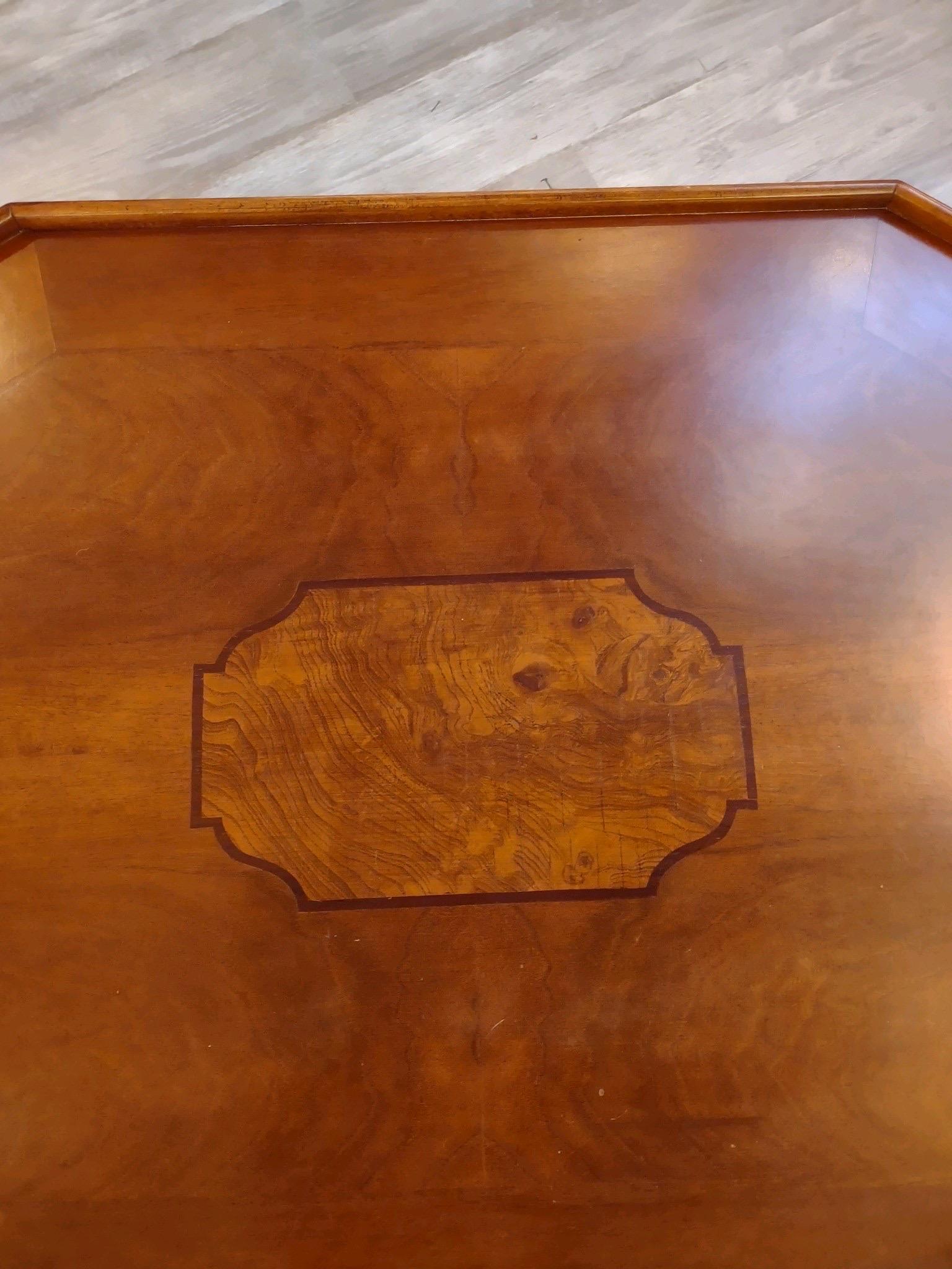 Regency Style Walnut and Burl Tray Top Cocktail Coffee Table at 1stDibs