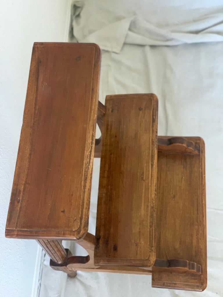 Regency Style Walnut Library Steps For Sale at 1stDibs