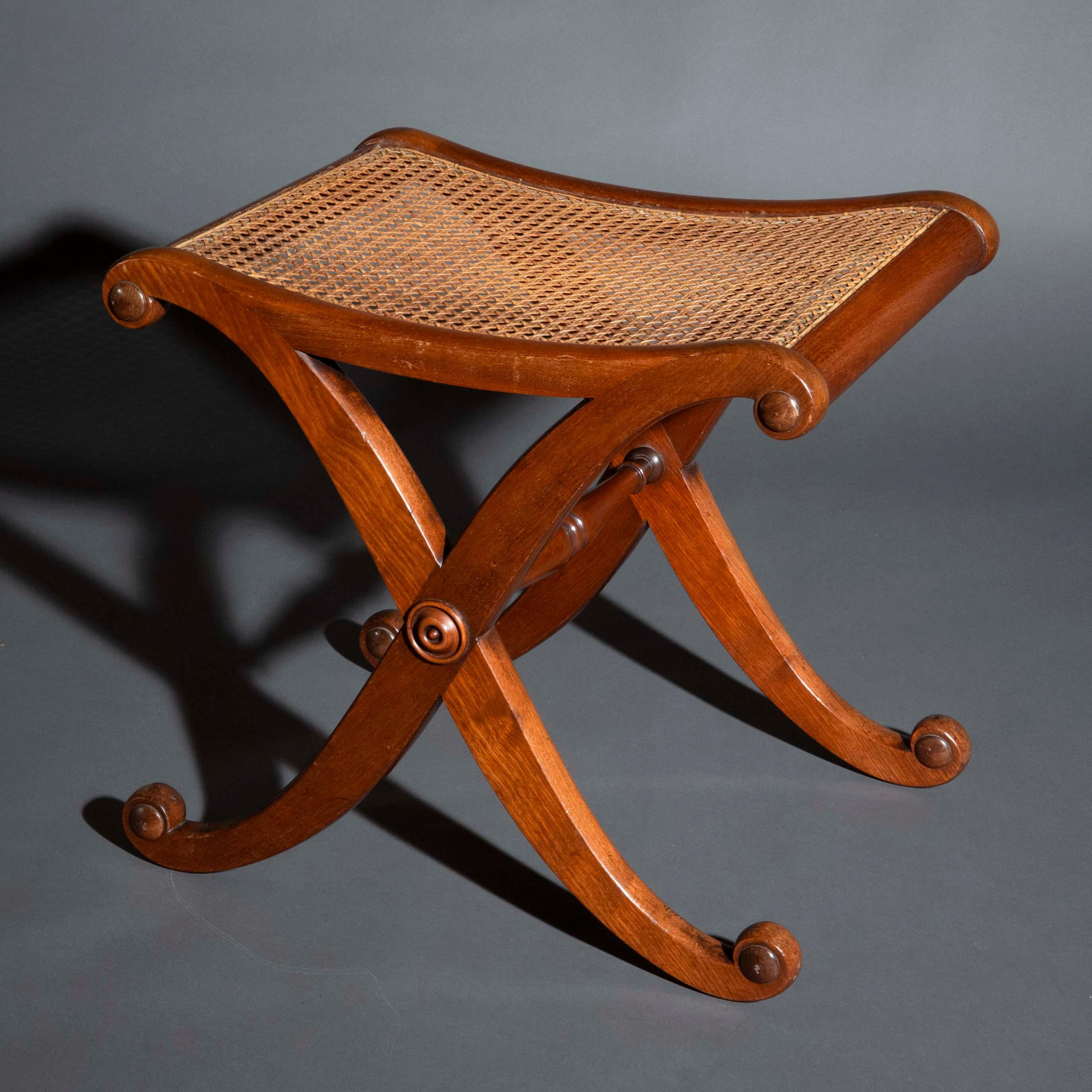 Regency Style X-Frame Stool For Sale at 1stDibs