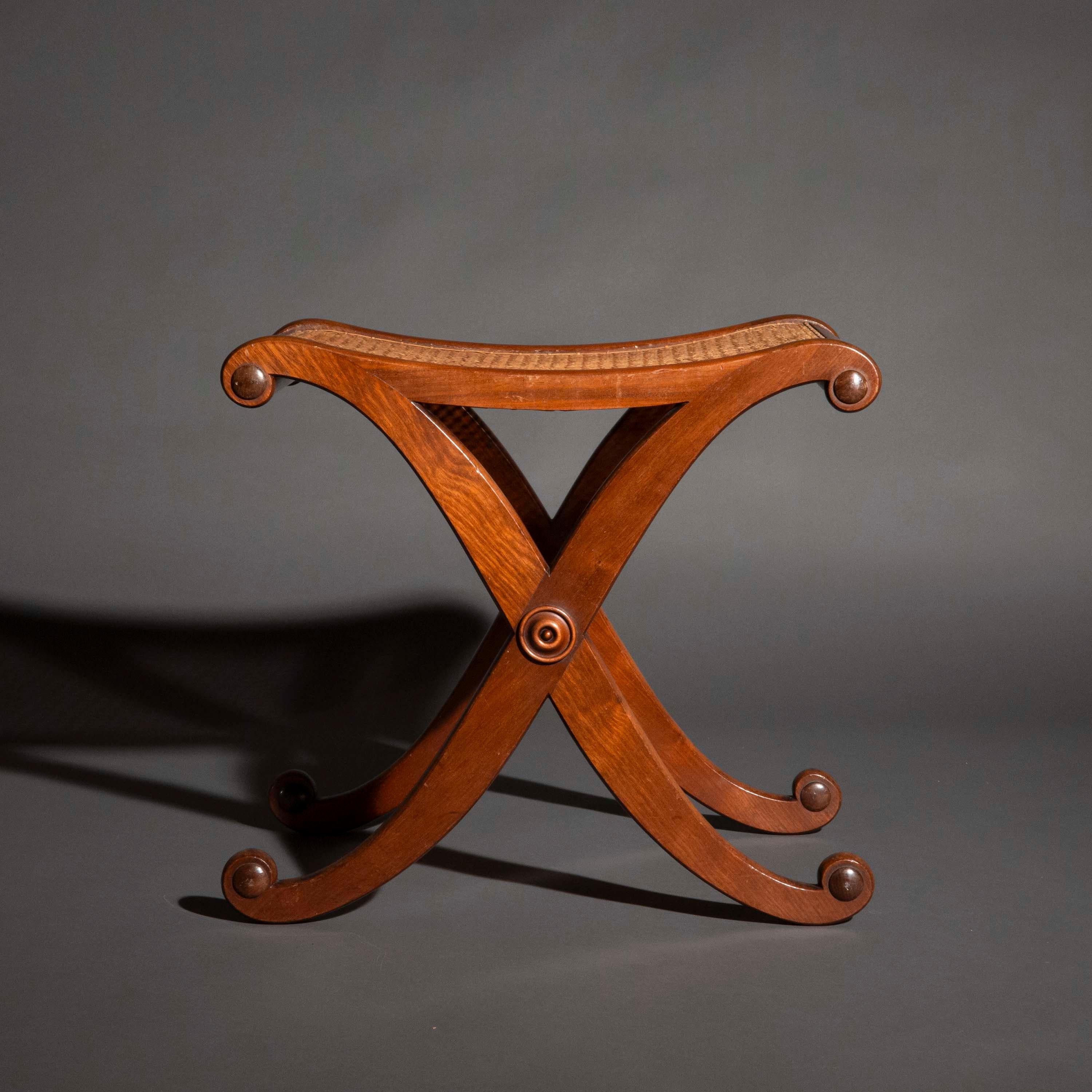 Regency Style X-Frame Stool For Sale at 1stDibs