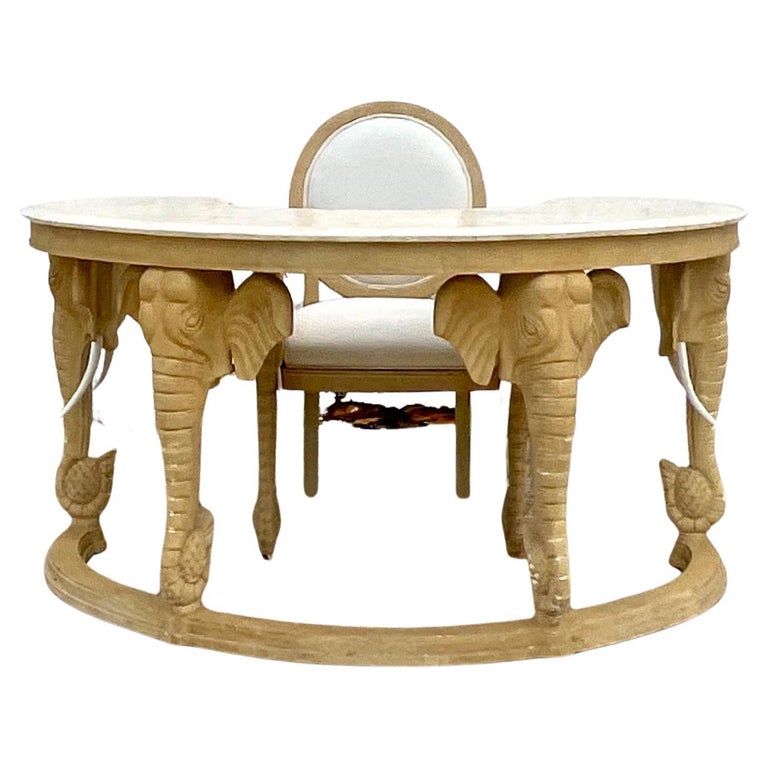 Regency Tessellated Stone Curved Elephant Desk and Matching Chair at ...