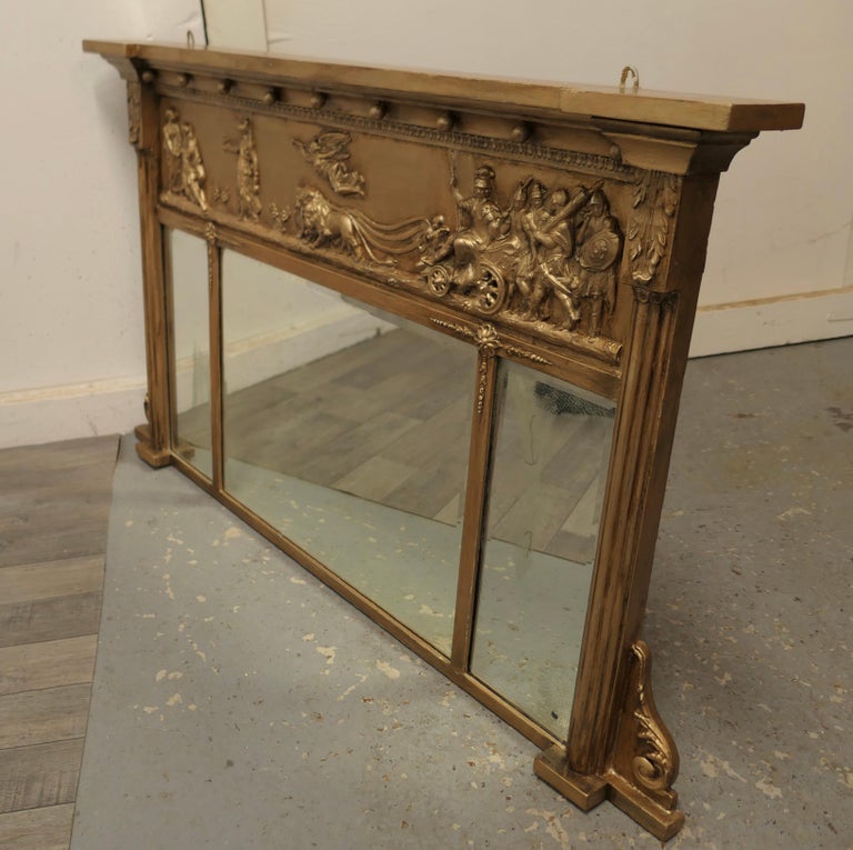 Regency Triple Plate Gilt Mirror or Over Mantle For Sale at 1stDibs