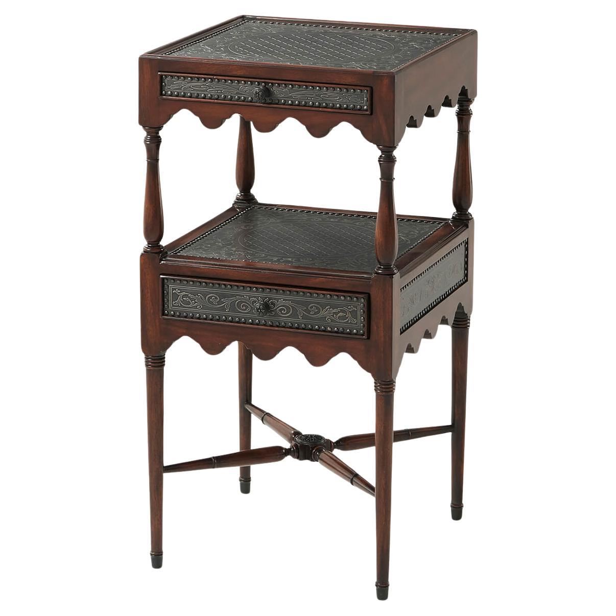 Vintage Hollywood Style Bronze Two Tier Side Table For Sale at 1stDibs