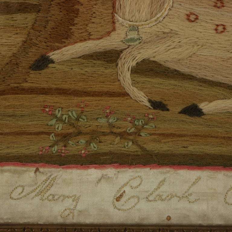 Regency Woolwork Deer Embroidery, Mary Clark 1826 For Sale at 1stDibs