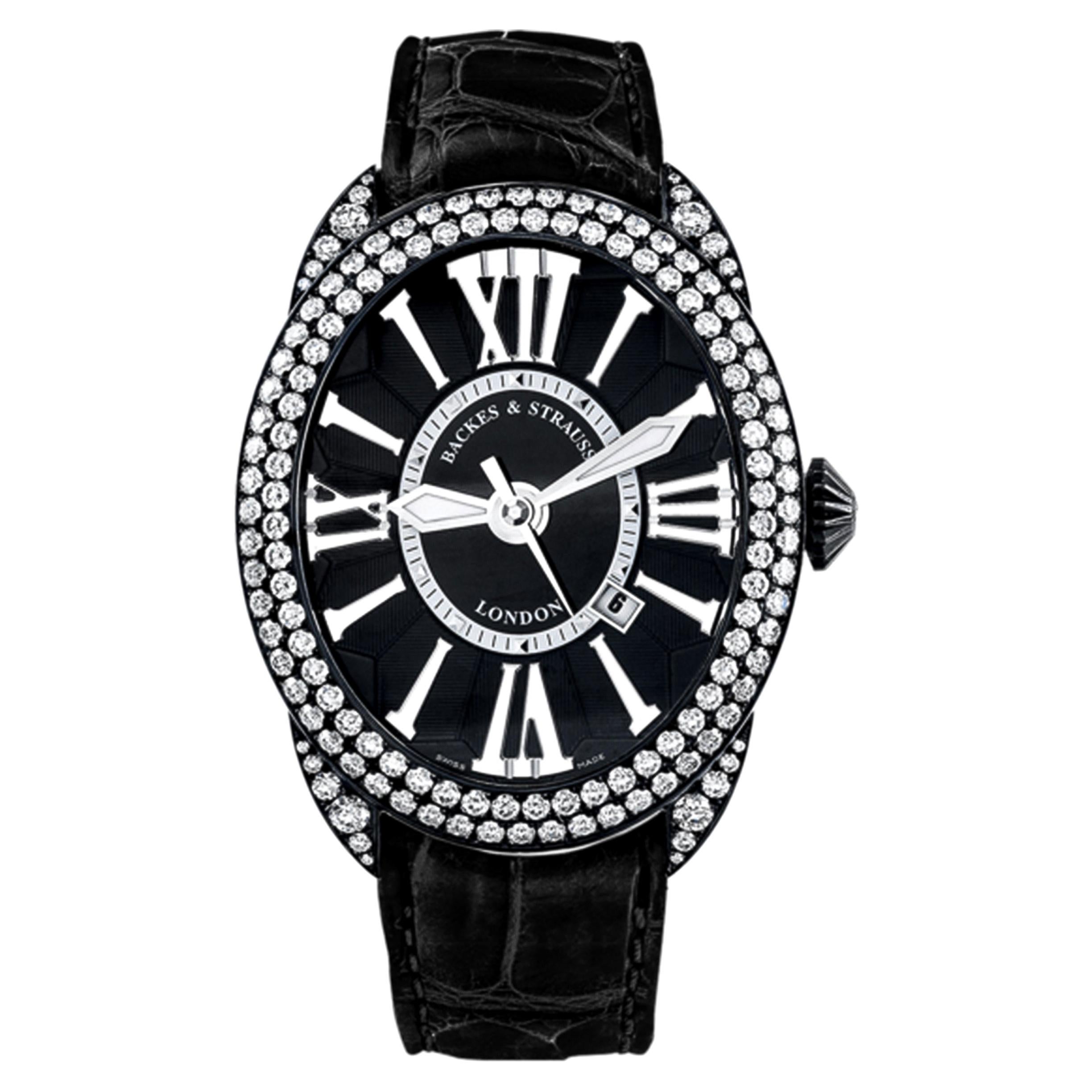 Regent Diamond Knight 4452 Luxury Diamond Watch for Men's Black PVD For ...