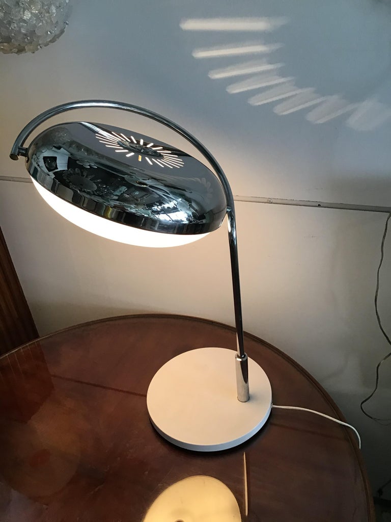 Reggiani Exclusive Table Lamp Metal Crome Iron Plexiglass, 1967, Italy ...