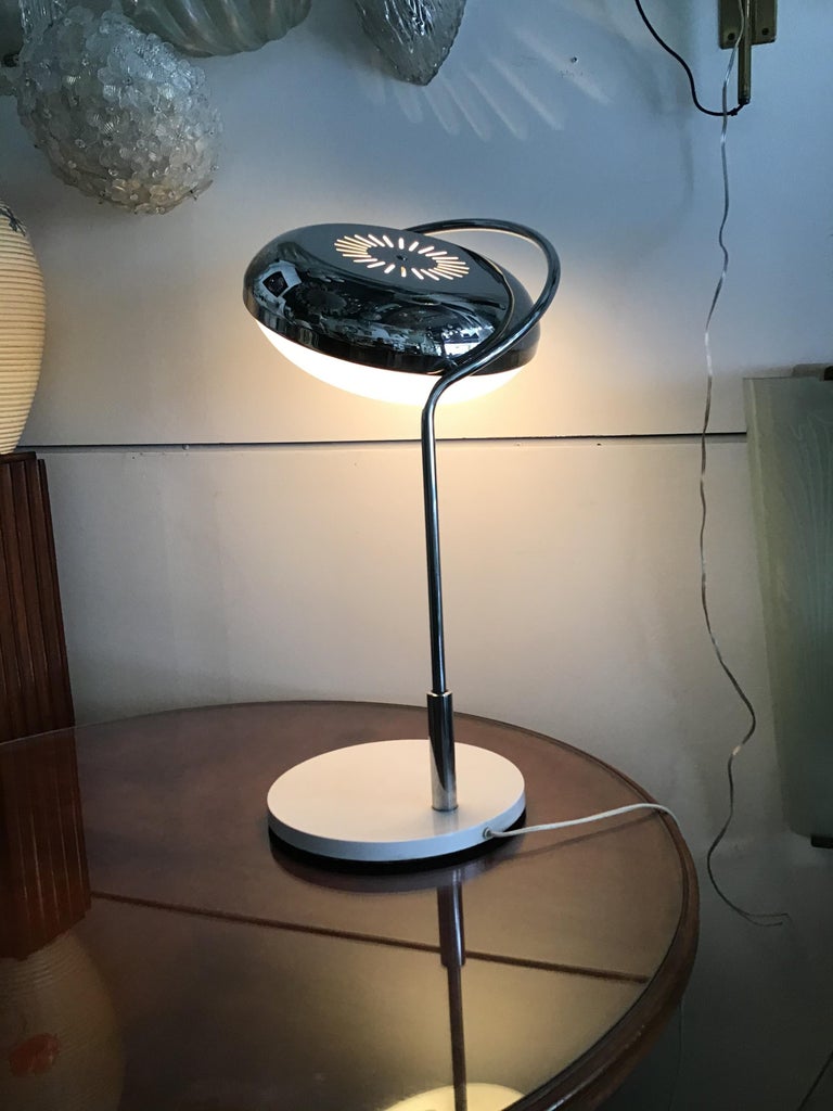 Reggiani Exclusive Table Lamp Metal Crome Iron Plexiglass, 1967, Italy ...