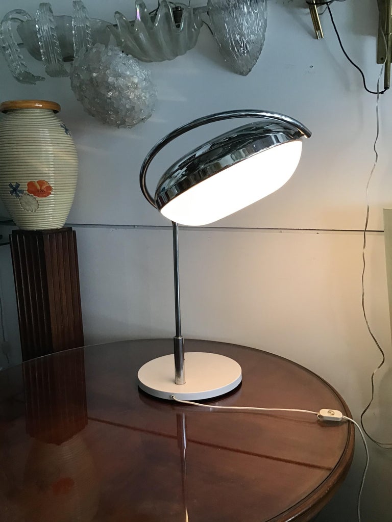 Reggiani Exclusive Table Lamp Metal Crome Iron Plexiglass, 1967, Italy ...