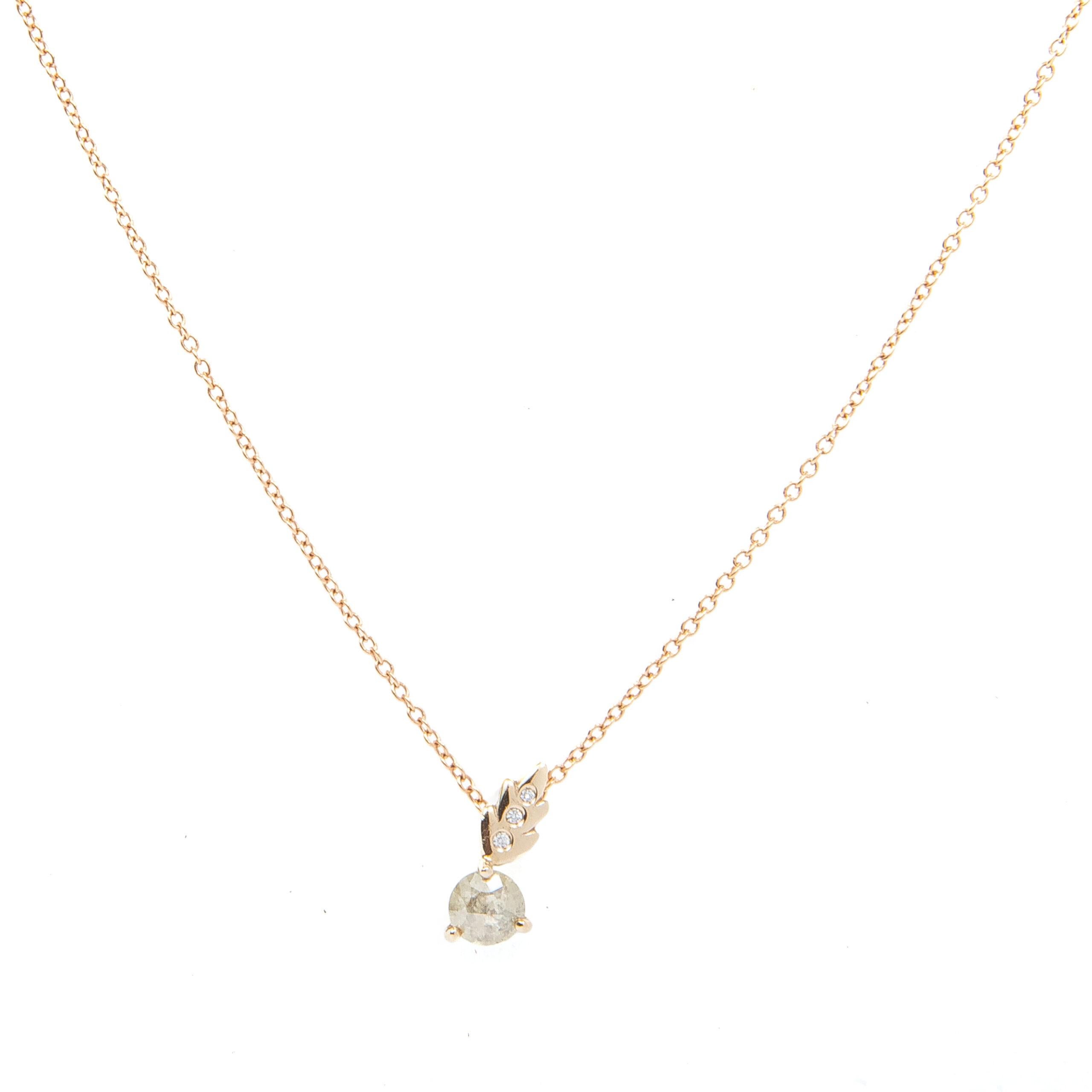 Regina Gambatesa Cheker Diamond Leaf Pendant Necklace For Sale at 1stDibs
