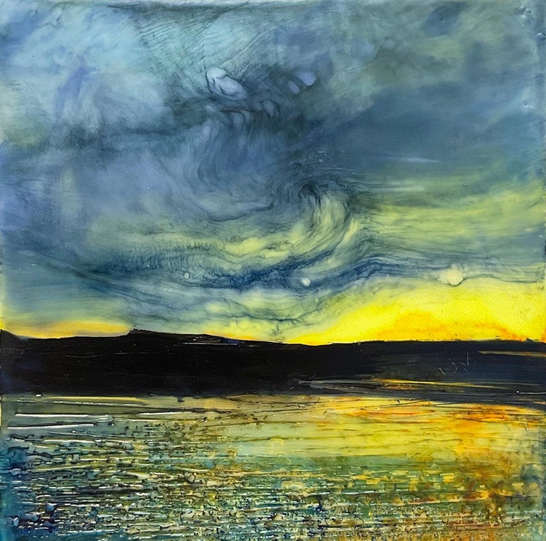 Regina Quinn - Light Slips Away (Encaustic Landscape Painting of Sunset ...