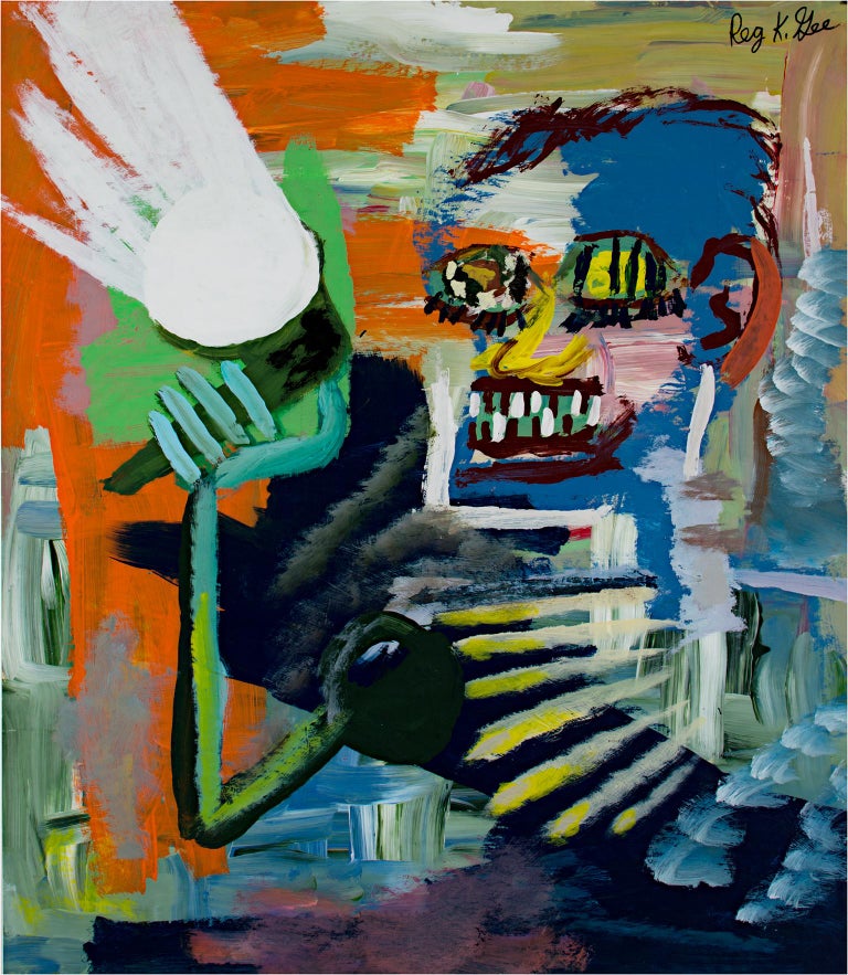 Reginald K. Gee - "Searching Top Shelf," Acrylic on Parchment Paper ...
