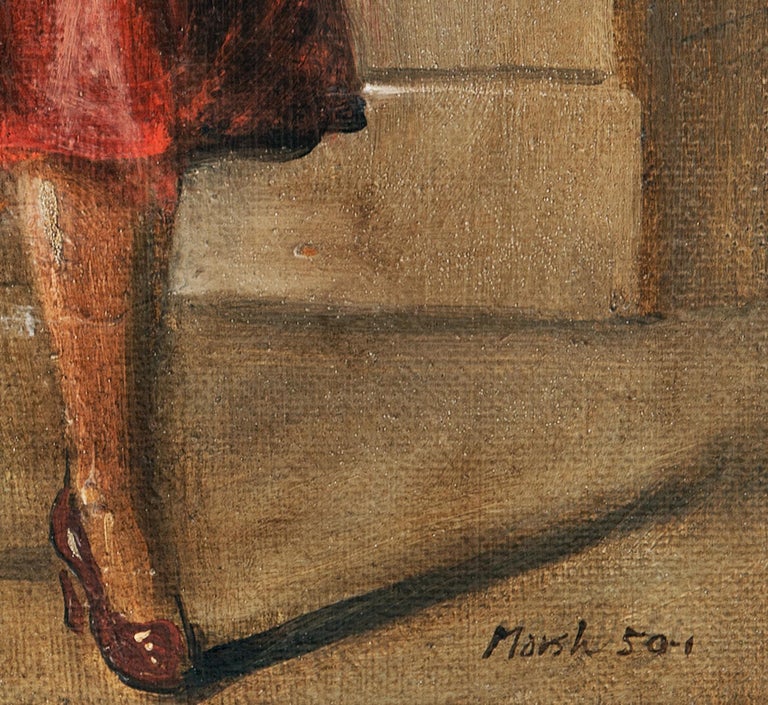 Reginald Marsh - Reginald Marsh Oil on Board Painting Untitled (Lady in ...