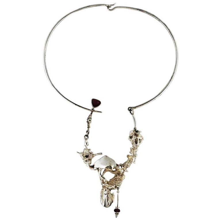 Regine et Frank Juhls Collier de créateurs en argent sterling de forme ...