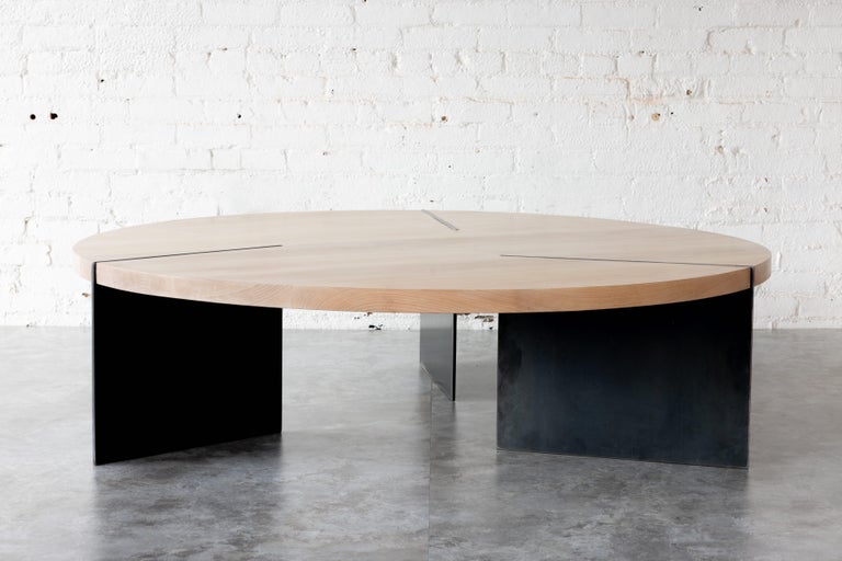 Reina Round Coffee Table in Maple Wood and Steel by Autonomous ...