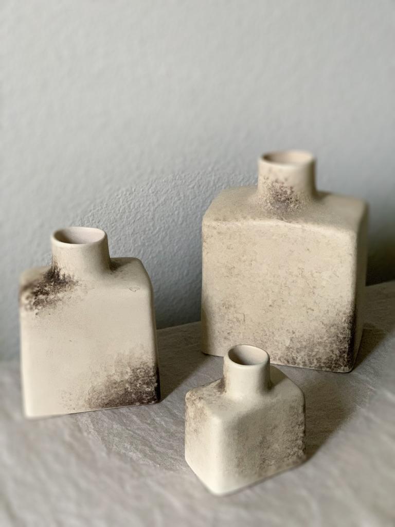 Reis Stack Bottle Vases, Set of 3, Ivory For Sale at 1stDibs