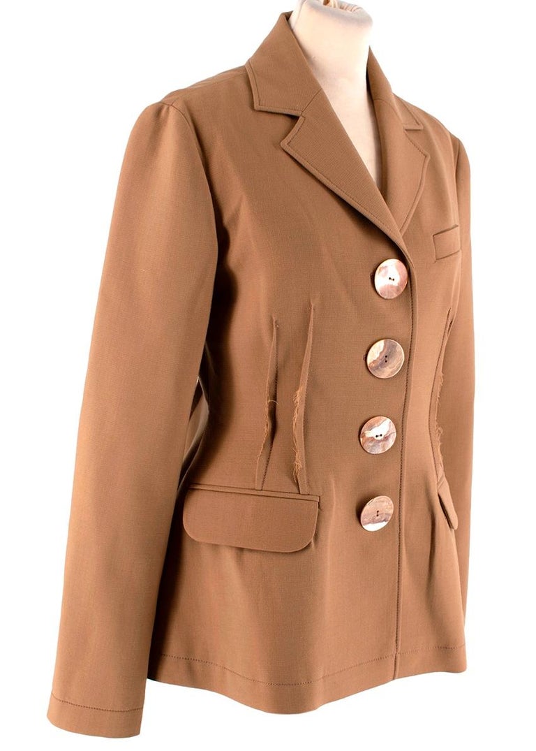 Rejina Pyo Brown Wool Oversized Buttons Blazer Jacket - Size US 4 For ...