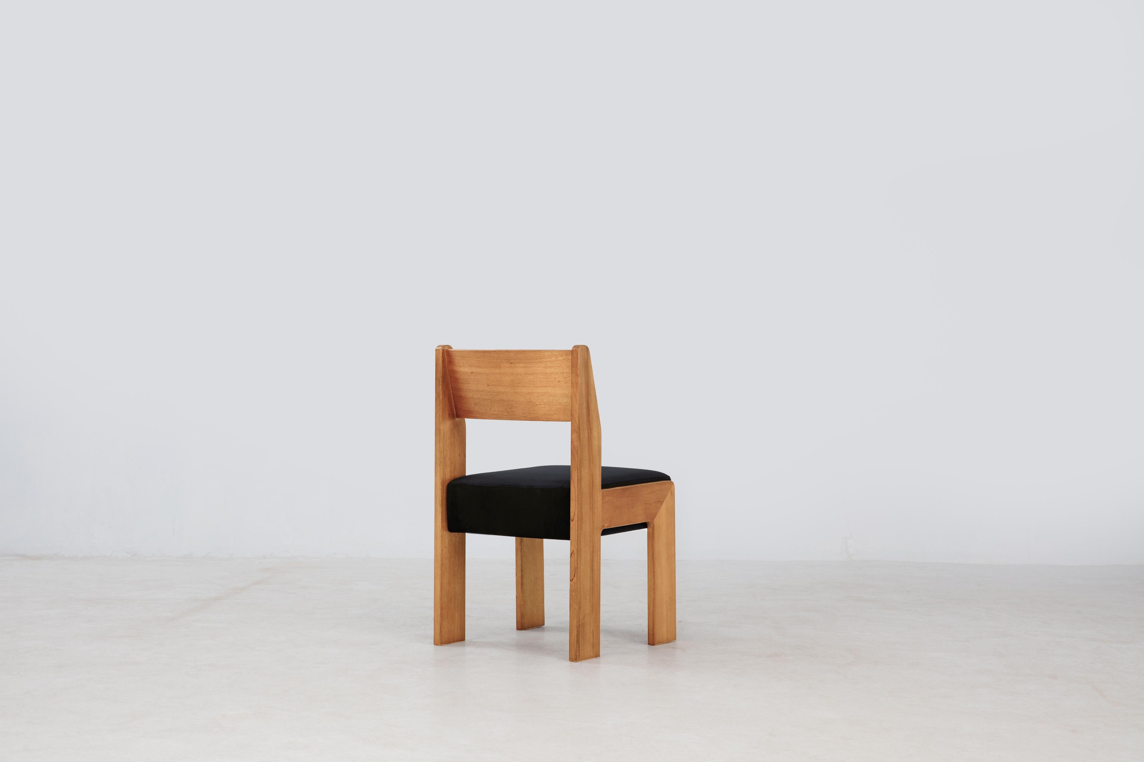Reka Side Chair, Minimalist Velvet and Wood Dining Chair in Clay/Black ...