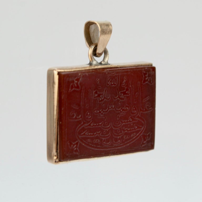 Relief Carved Carnelian Islamic Amulet Mounted as a Pendant at 1stDibs