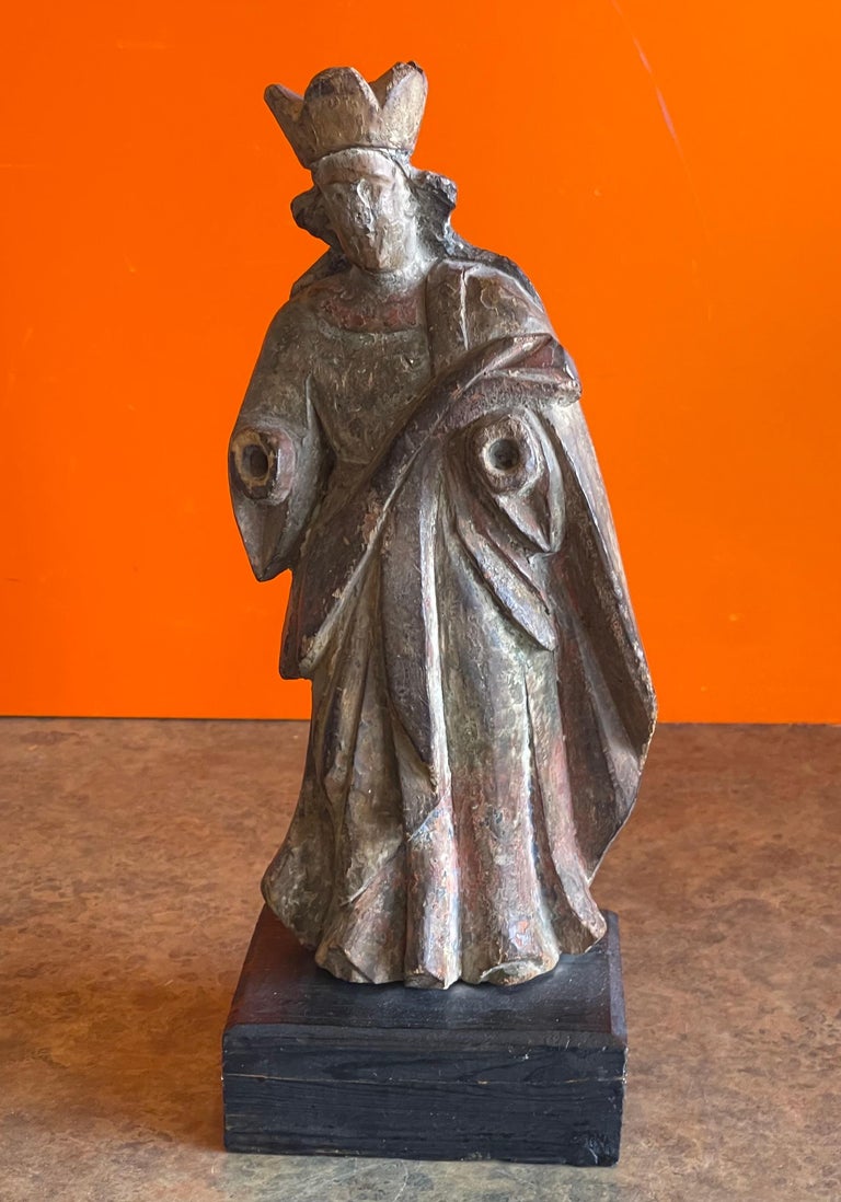 Religious Polychrome Santos Wood Carving For Sale at 1stDibs