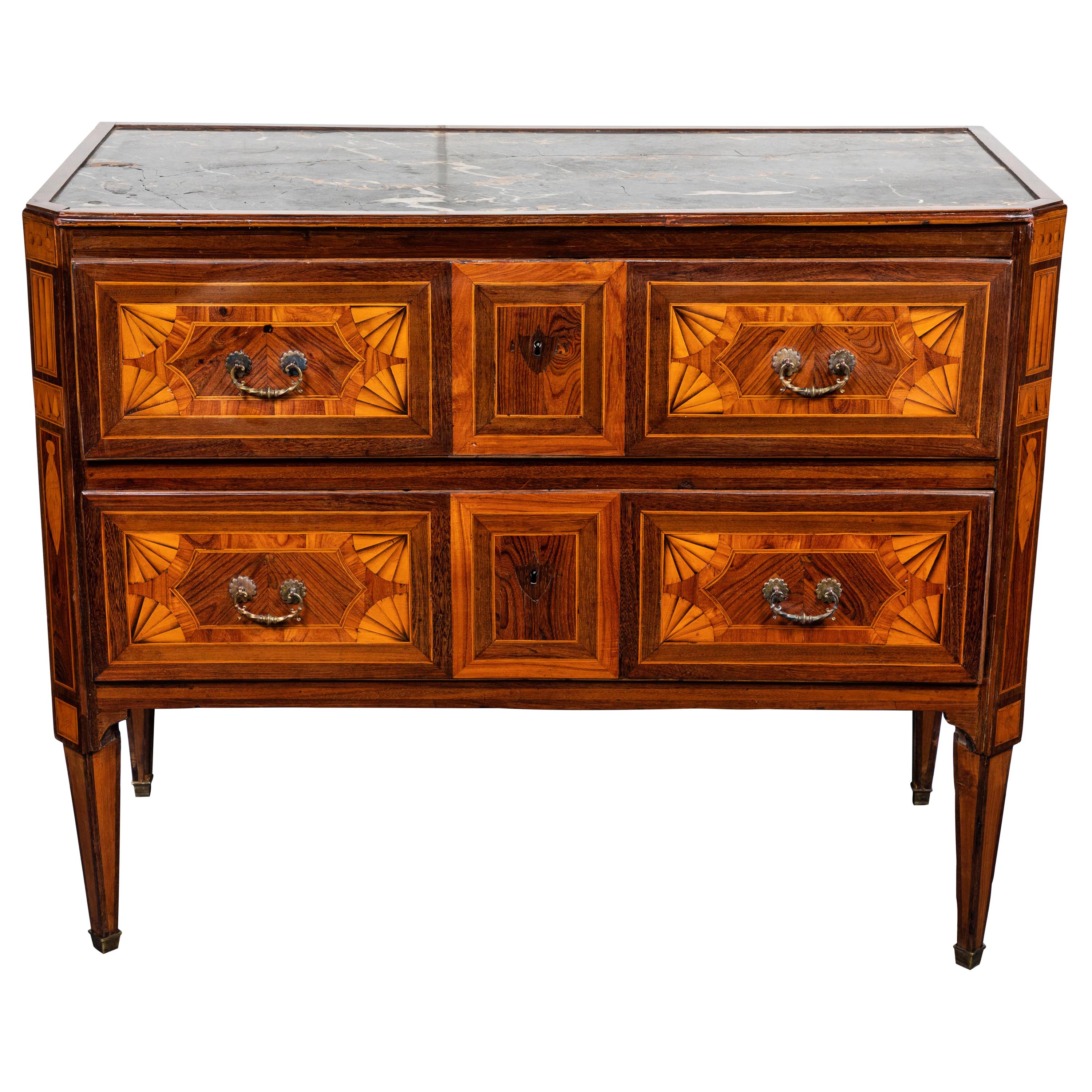 Parquetry Veneered Italian Commode, circa 1800 For Sale at 1stDibs