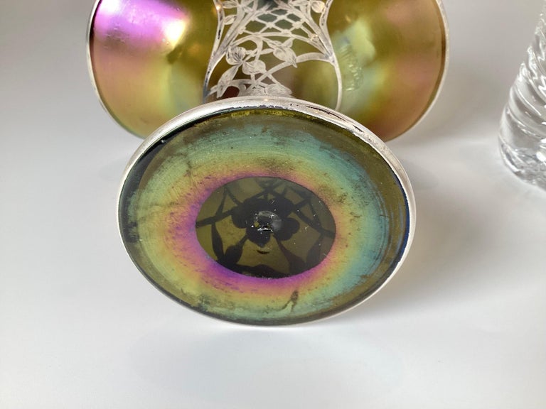 Remarkable Loetz Sintering Silver Overlay Basket For Sale at 1stDibs