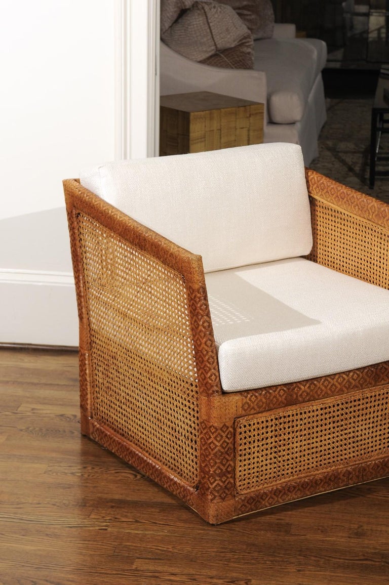 Remarkable Restored Pair of Rattlesnake Style Cane Club Chairs, circa ...