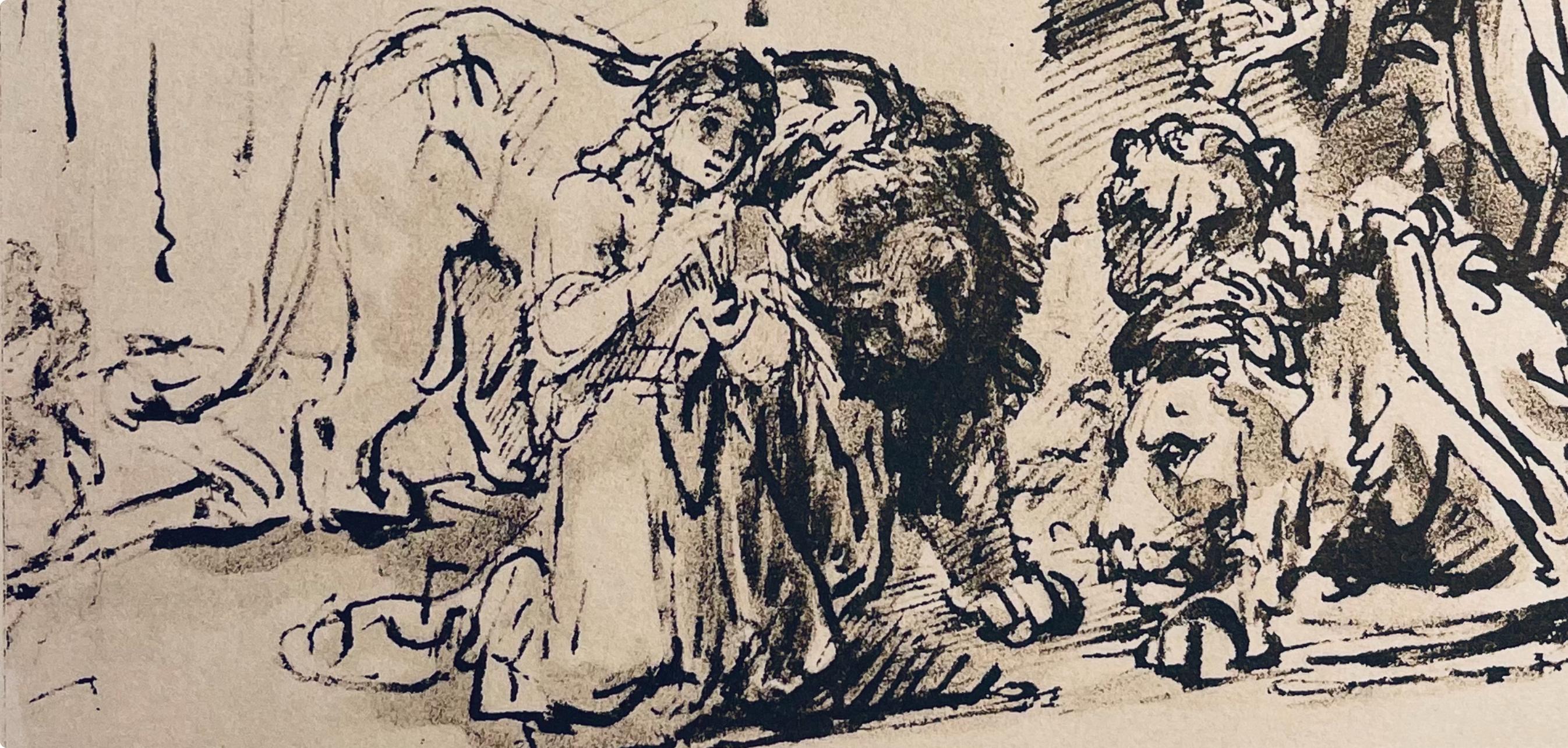 Rembrandt, Daniel in the Lions' Den, Drawings for the Bible (after) For ...
