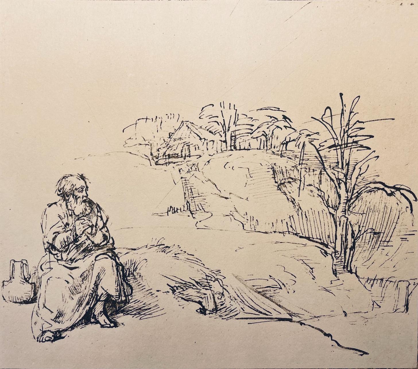 Rembrandt, Elijah by the Brook Cherith, Drawings for the Bible (after ...