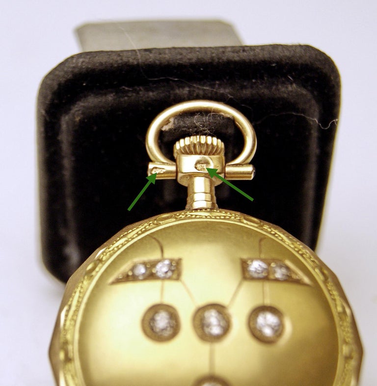 Remontoir Cylindre 10 Rubis Woman's Swiss Pocket Watch 14 Carat Gold ...