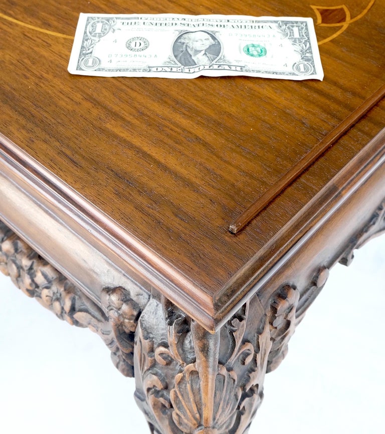 Removable Tray Top Pierce Carved Inlayed Walnut Side End Table Stand ...