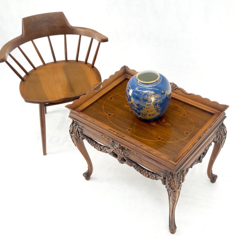 Removable Tray Top Pierce Carved Inlayed Walnut Side End Table Stand ...