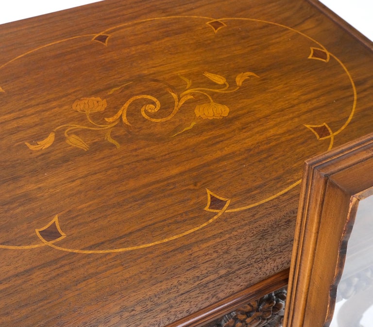 Removable Tray Top Pierce Carved Inlayed Walnut Side End Table Stand ...