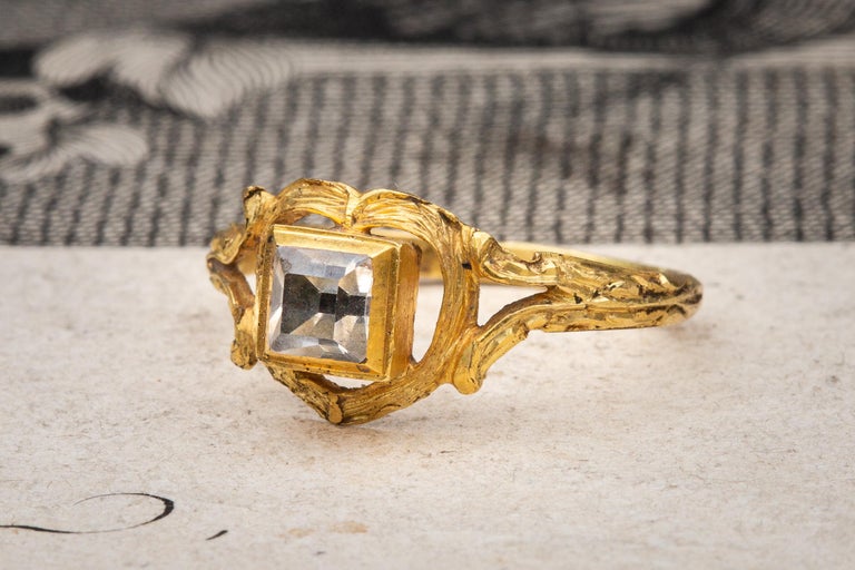 Renaissance 17th Century Table Cut Rock Crystal Love Heart Ring 22K ...