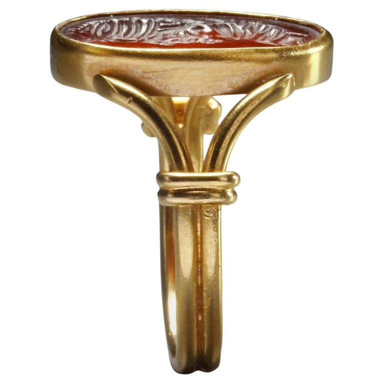 Renaissance Carnelian Intaglio Emperor Hadrian Gold Ring Circa 17th ...