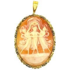 The Three Graces, Renaissance Dancers, Cameo Shell, Marcasite 18 Karat ...