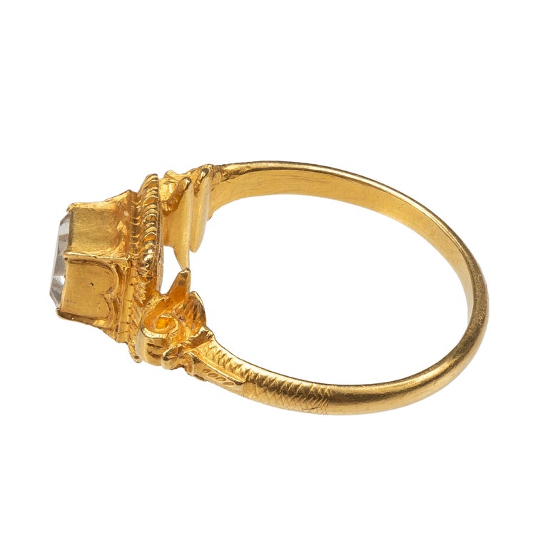 Renaissance Gold Marriage Ring with Table-Cut Rock Crystal For Sale at ...