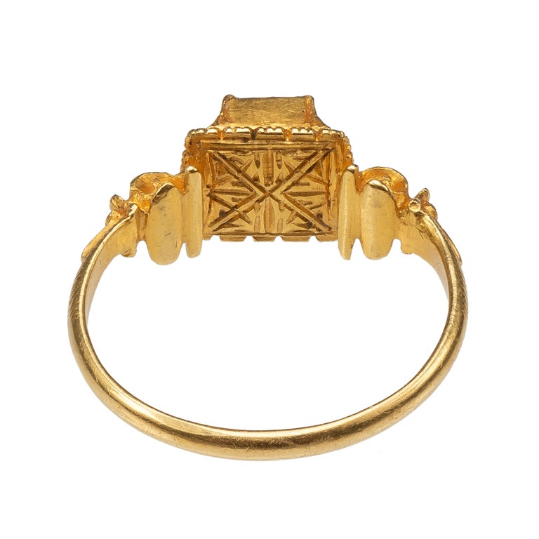 Renaissance Gold Marriage Ring with Table-Cut Rock Crystal For Sale at ...