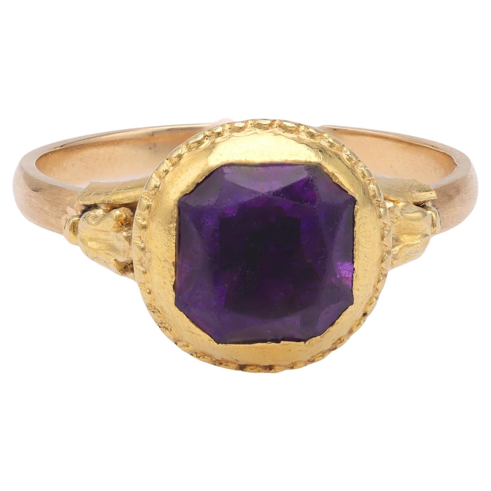 Antique Renaissance Revival Diamond Ruby Yellow Gold Ring For Sale at ...
