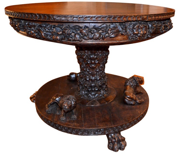 English 19 Century Renaissance Revival Center Table at 1stDibs