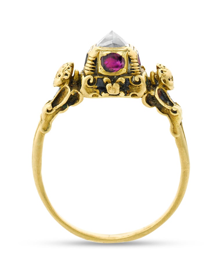 Renaissance Revival Diamond and Ruby Ring at 1stDibs
