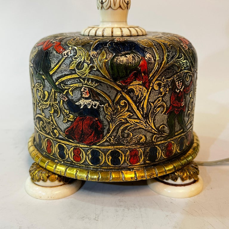 Renaissance Revival Enameled Bronze and Ivory Table Lamp by E.F ...