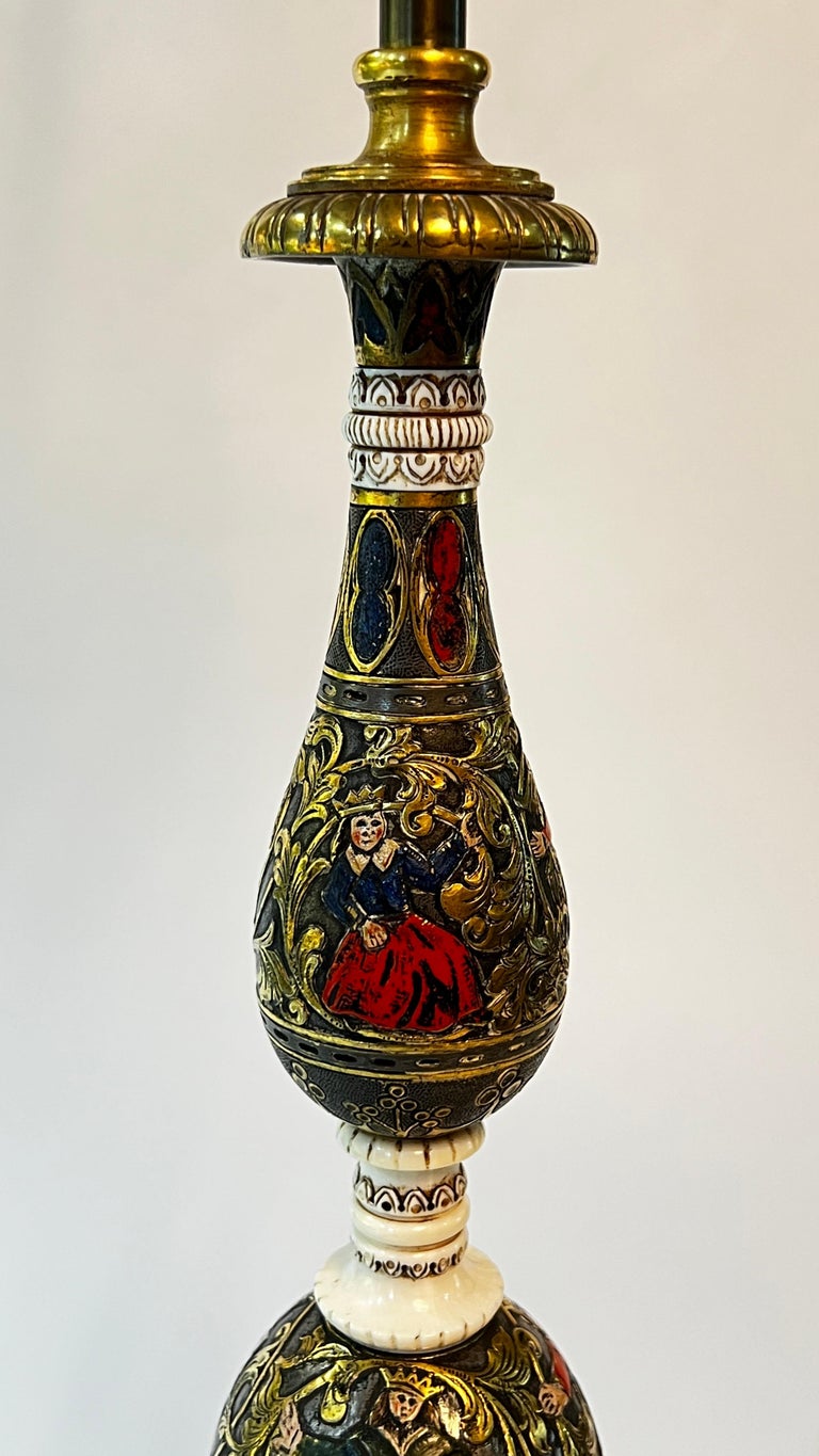 Renaissance Revival Enameled Bronze and Ivory Table Lamp by E.F ...
