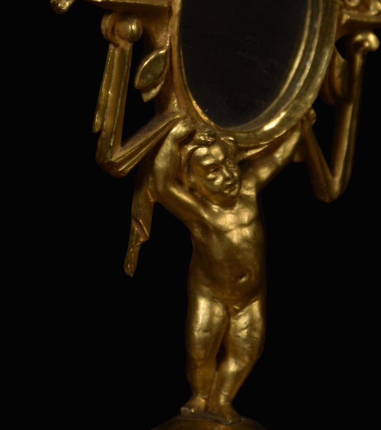 Renaissance Revival Italian Miniature Table Mirror For Sale at 1stDibs