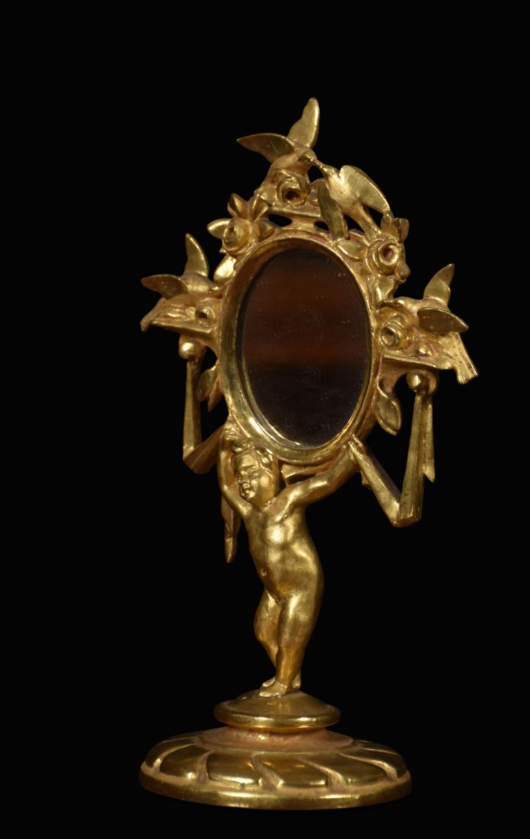 Renaissance Revival Italian Miniature Table Mirror For Sale at 1stDibs