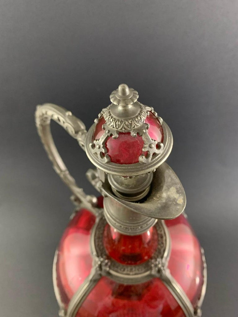 Renaissance Revival Red Crystal Ewer 19th Century For Sale at 1stDibs