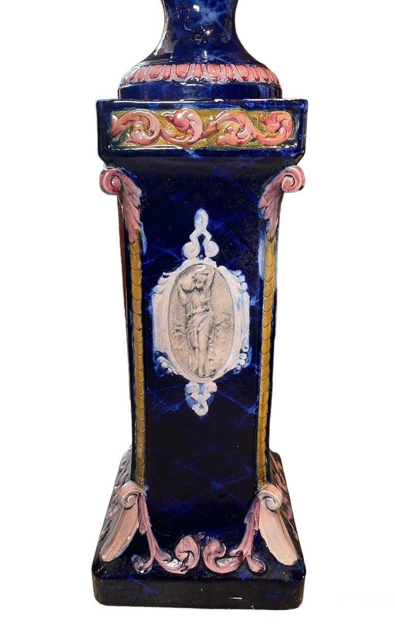 Renaissance Revival Set Of Amphora And Pedestal For Sale at 1stDibs