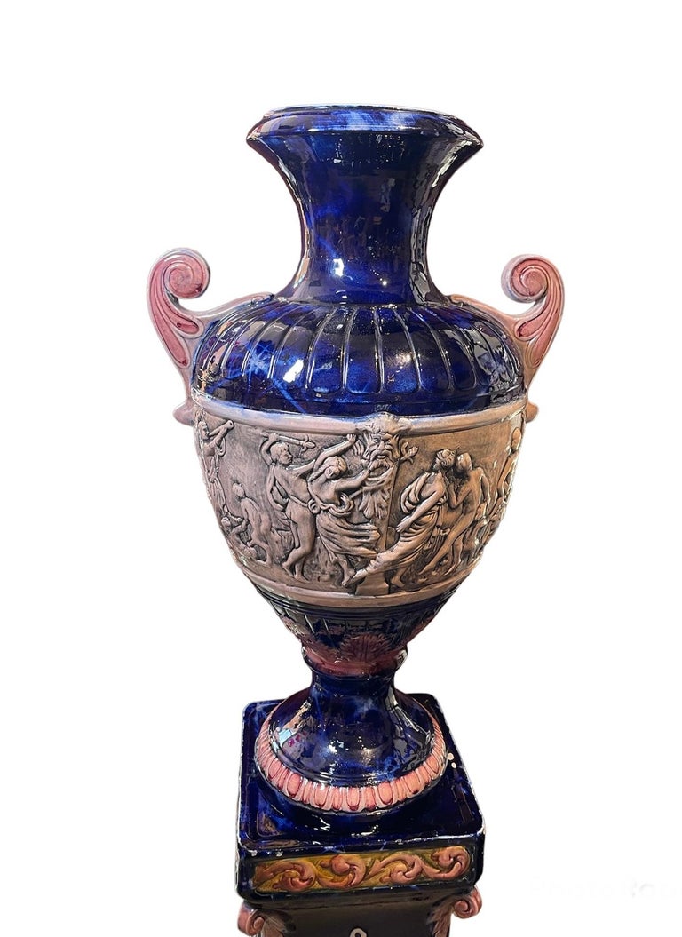 Renaissance Revival Set Of Amphora And Pedestal For Sale at 1stDibs