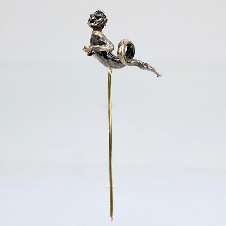Renaissance Revival Style Figural Gold Neptune or Merman Stick Pin For ...