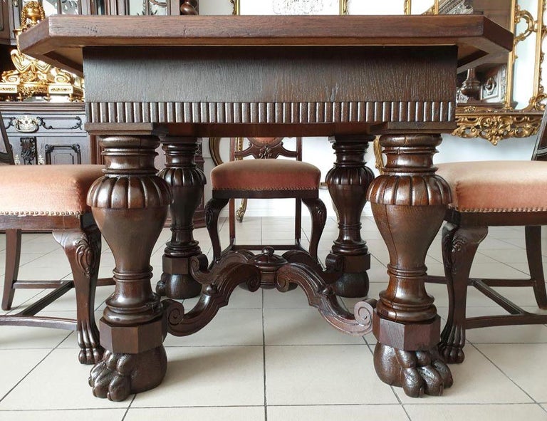 Renaissance Revival Table Set, Living or Dining Room, Table and 4 ...